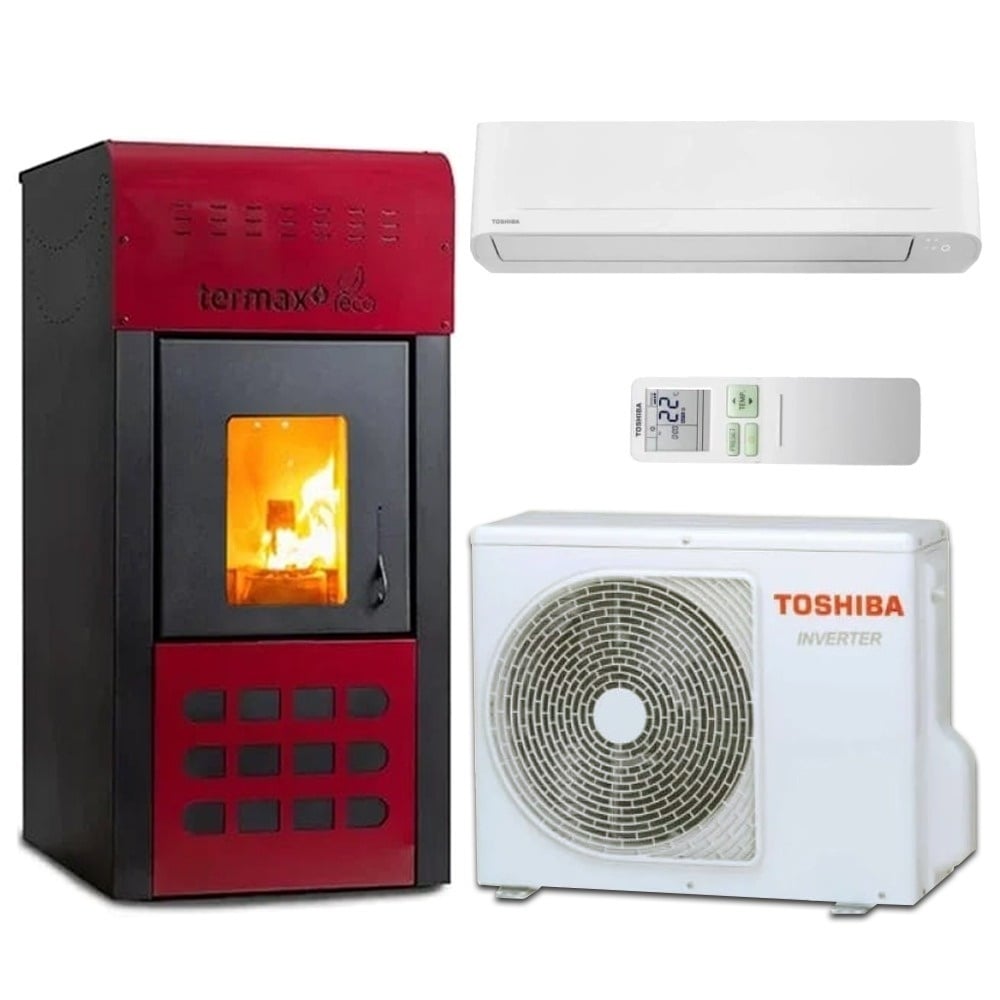 Termosemineu Cu Peleti, Termax Kamin, ECO, Bordo, 25 kW | Termax